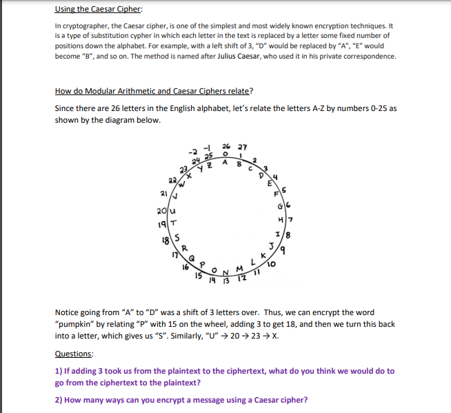 Solved Using the Caesar Cipher: In cryptographer, the Caesar | Chegg.com