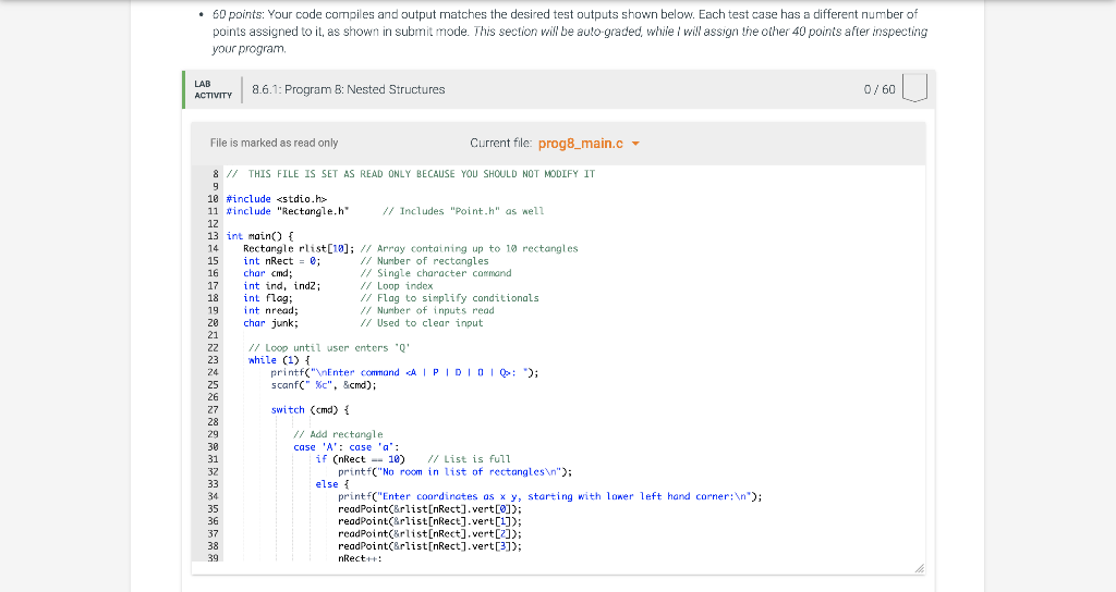 8.6 Program 8: Nested Structures 1. Introduction This | Chegg.com