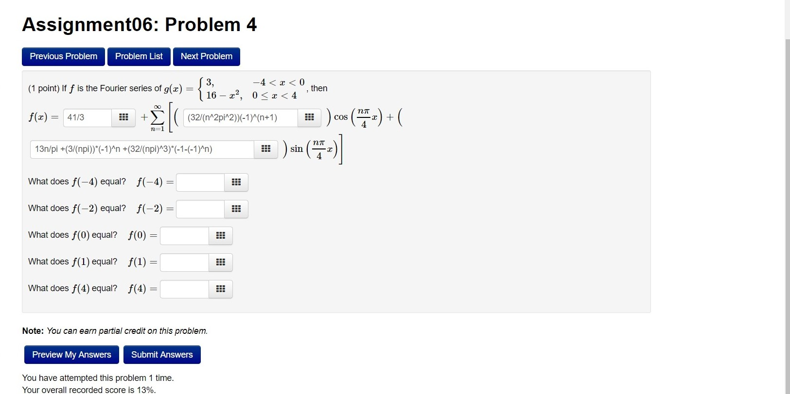 Solved Assignment06: Problem 4 Previous Problem Problem List | Chegg.com