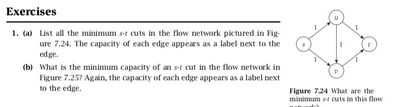 Solved Exercises 1. (a) List all the minimum s-t cuts in the | Chegg.com