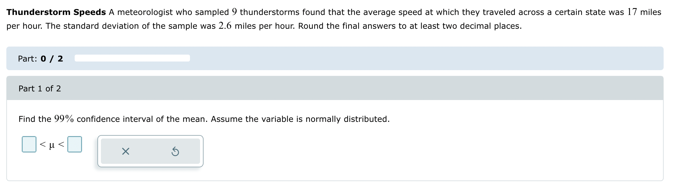Solved Thunderstorm Speeds A meteorologist who sampled 9 | Chegg.com
