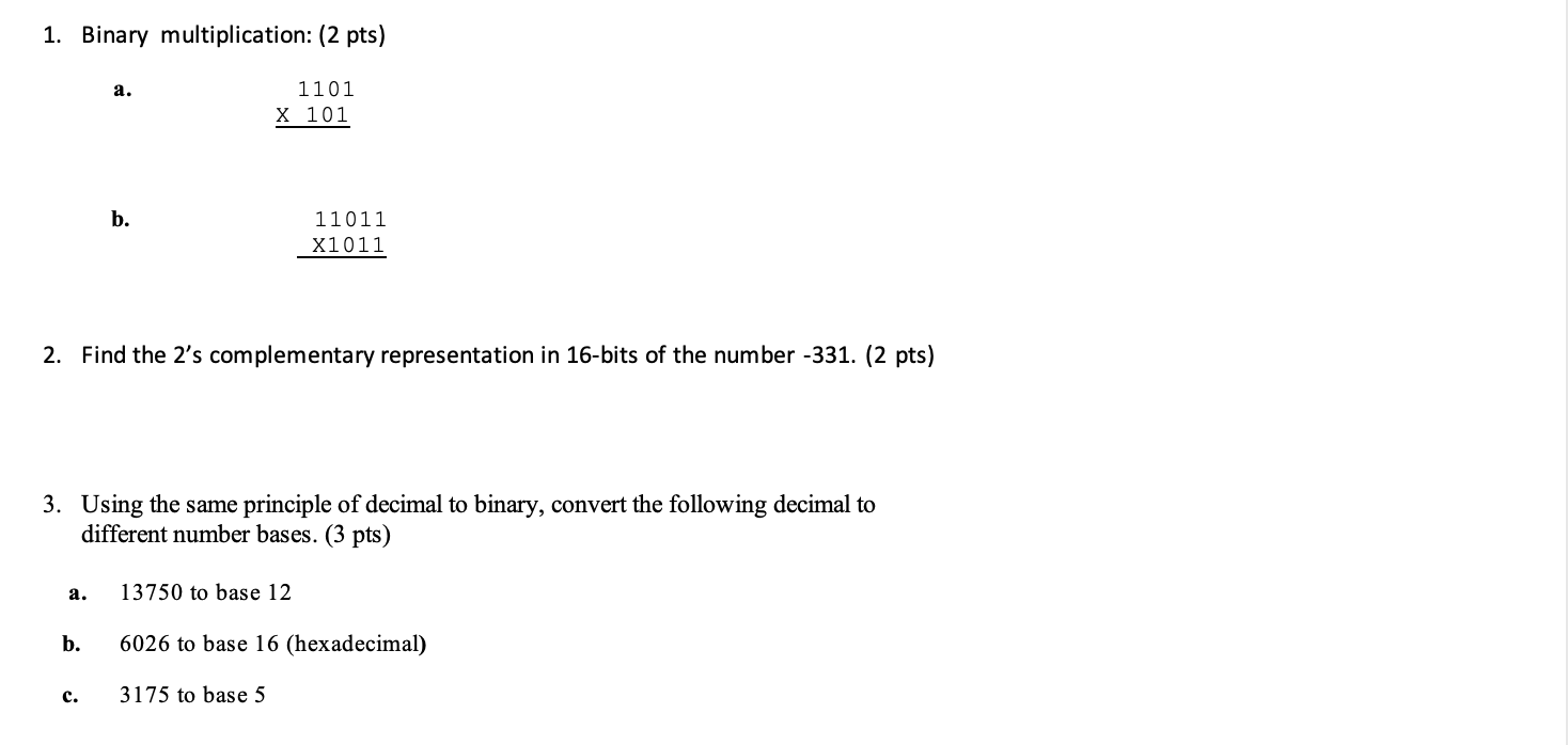 Solved Binary multiplication: (2 | Chegg.com