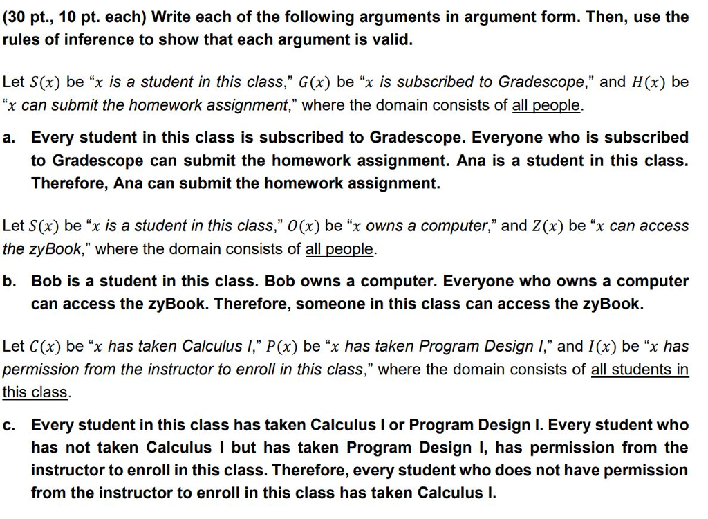 Solved (30 pt., 10 pt. each) Write each of the following | Chegg.com