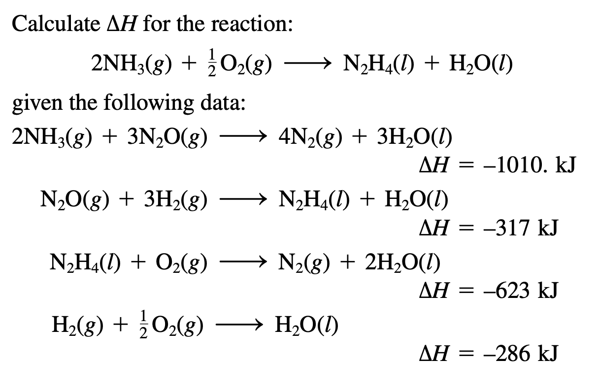 Solved Calculate ΔH for the reaction: | Chegg.com