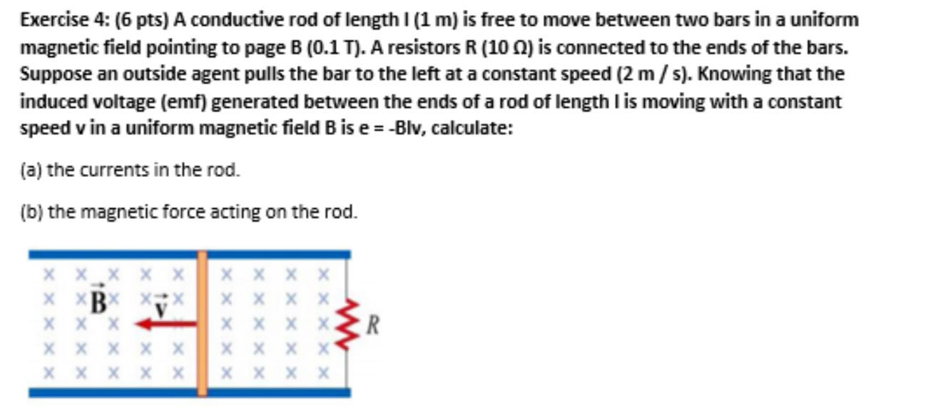 Solved Exercise 4: (6 pts) A conductive rod of length 1 (1 | Chegg.com