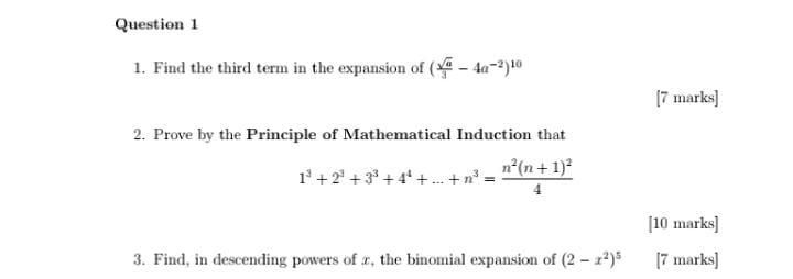 Solved Question 1 1. Find the third term in the expansion of | Chegg.com