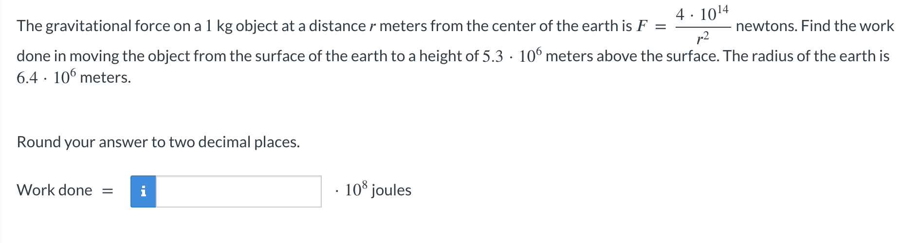 Solved The gravitational force on a 1 kg object at a | Chegg.com