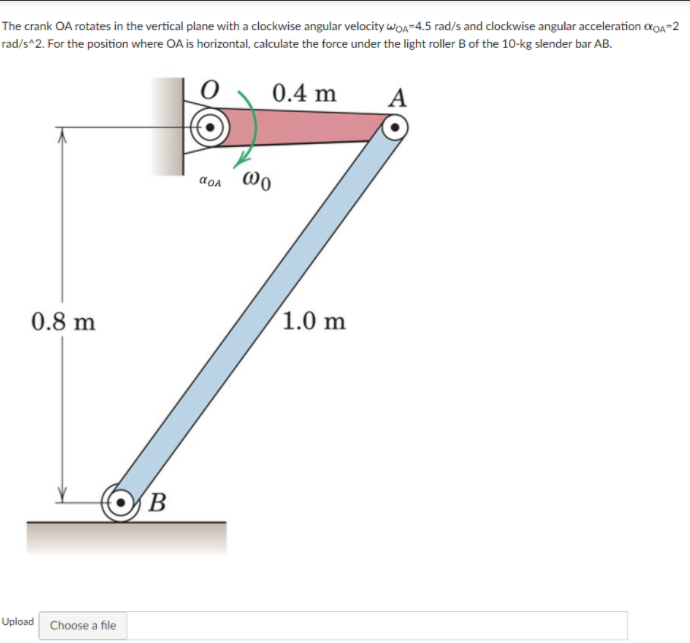 Solved The crank OA rotates in the vertical plane with a | Chegg.com