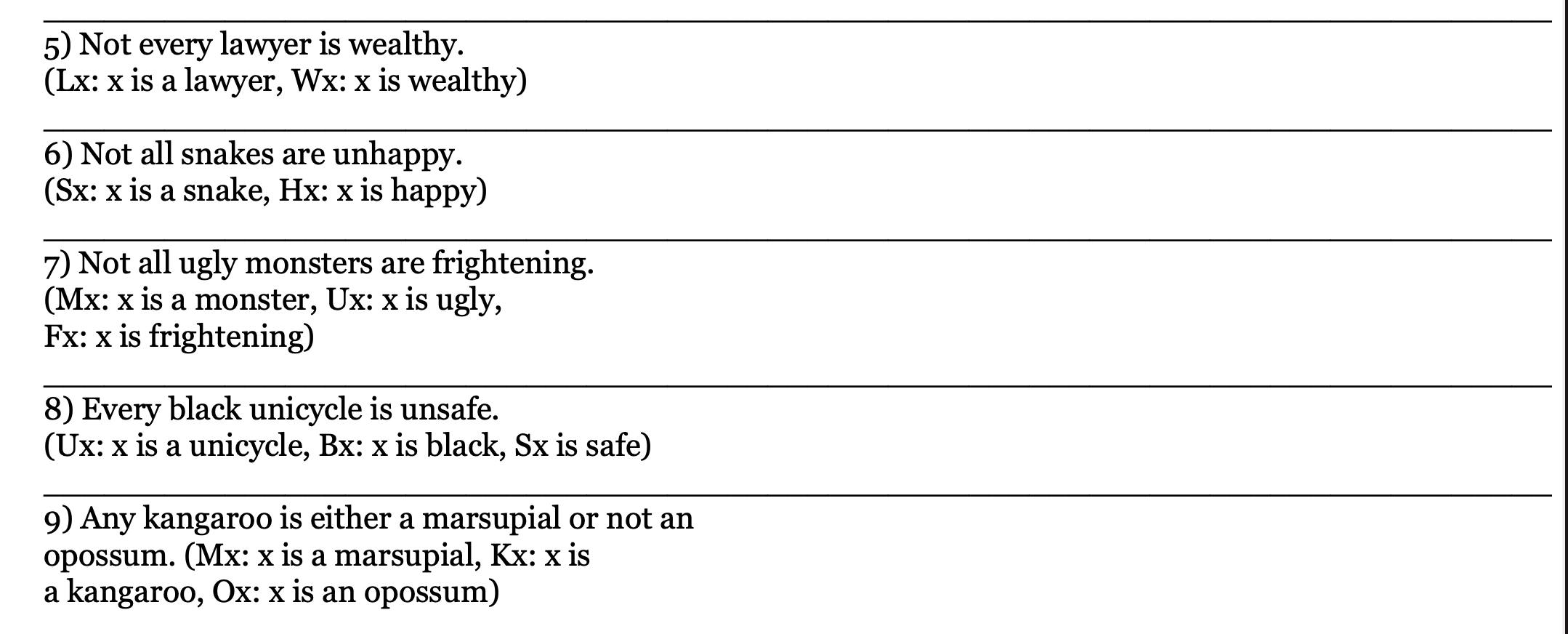 Solved Symbolize the following 20 English sentences in the | Chegg.com