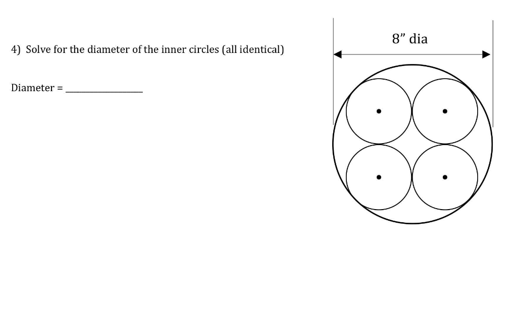 Solved 8" dia 4) Solve for the diameter of the inner circles | Chegg.com