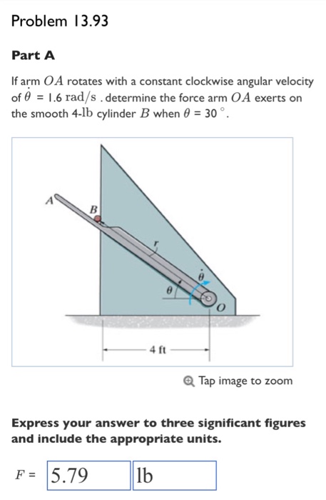 Solved If arm OA rotates with a constant clockwise angular | Chegg.com