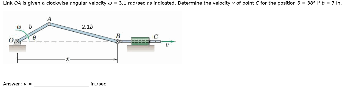 Solved Link OA is given a clockwise angular velocity w = 3.1 | Chegg.com