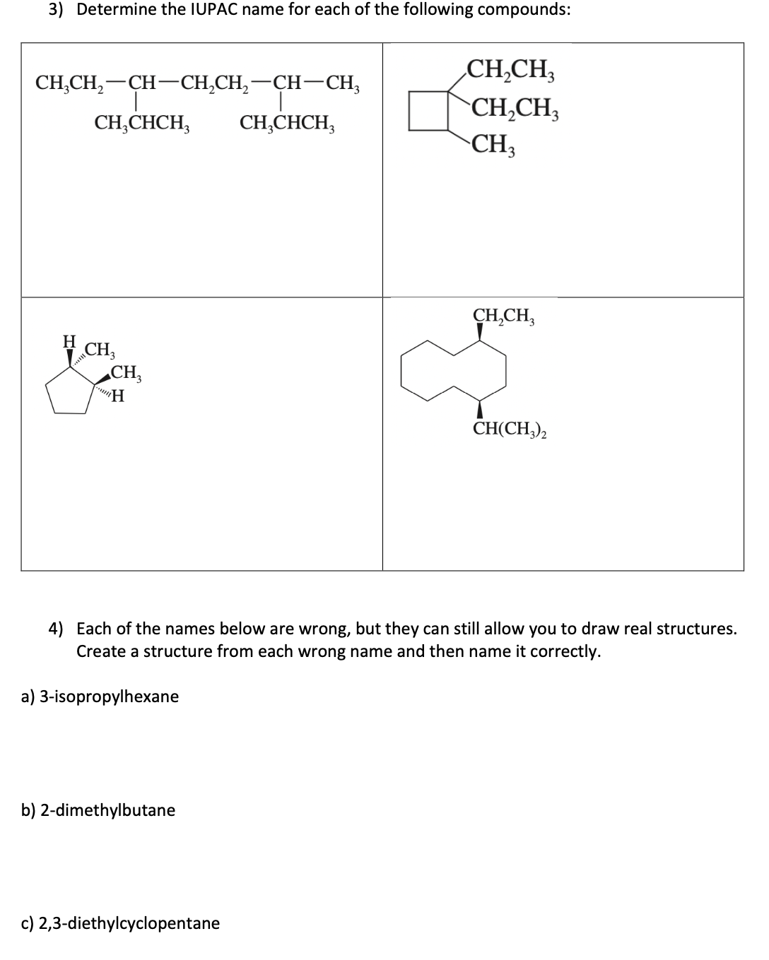 Solved 4) Each of the names below are wrong, but they can | Chegg.com
