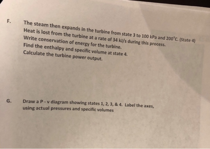 Solved USE THE STEAM TABLES! of a steam power generation | Chegg.com