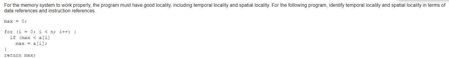 Solved For the memory system to work properly, the program | Chegg.com