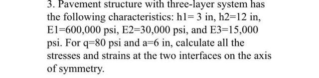 Solved 3. Pavement structure with three-layer system has the | Chegg.com
