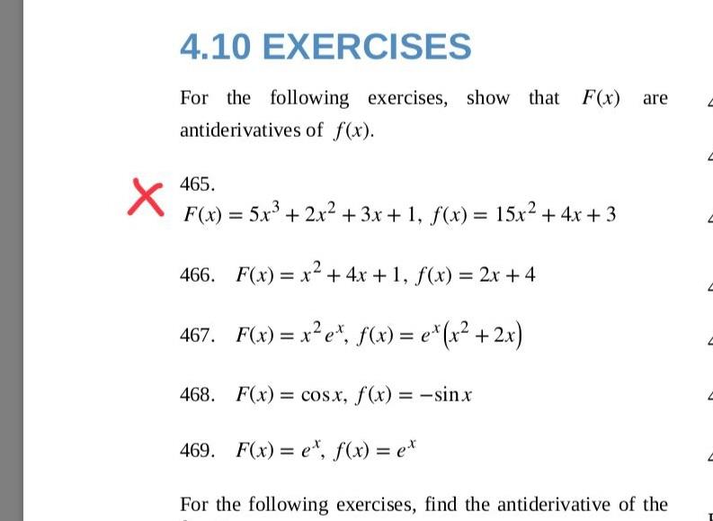 Solved For the following exercises, show that F(x) are | Chegg.com