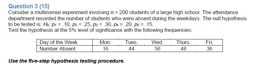 Solved Question 3 (15) Consider a multinomial experiment | Chegg.com