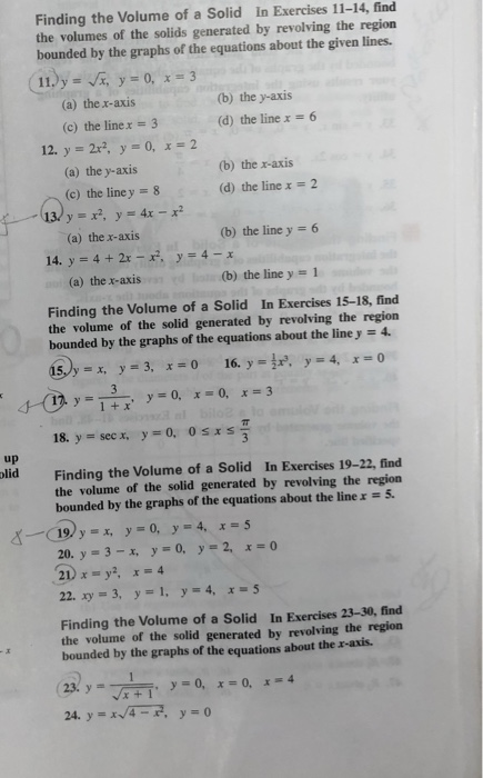 Solved Finding the Volume of a Solid In Exercises 11-14, | Chegg.com