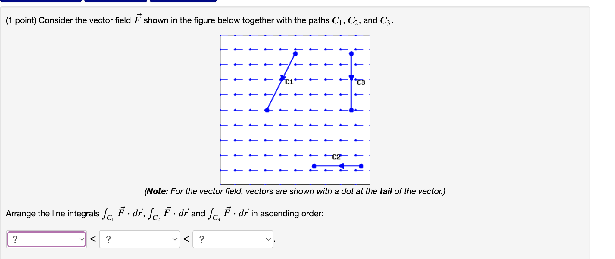 Solved (1 point) Consider the vector field F shown in the | Chegg.com Solved (1 point) Consider the vector field F shown in the | Chegg.com