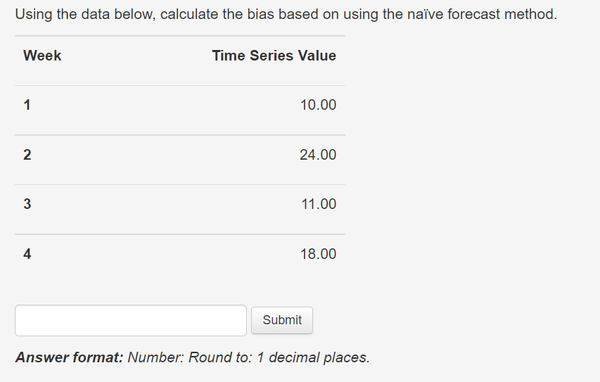 Solved Using the data below, calculate the bias based on | Chegg.com