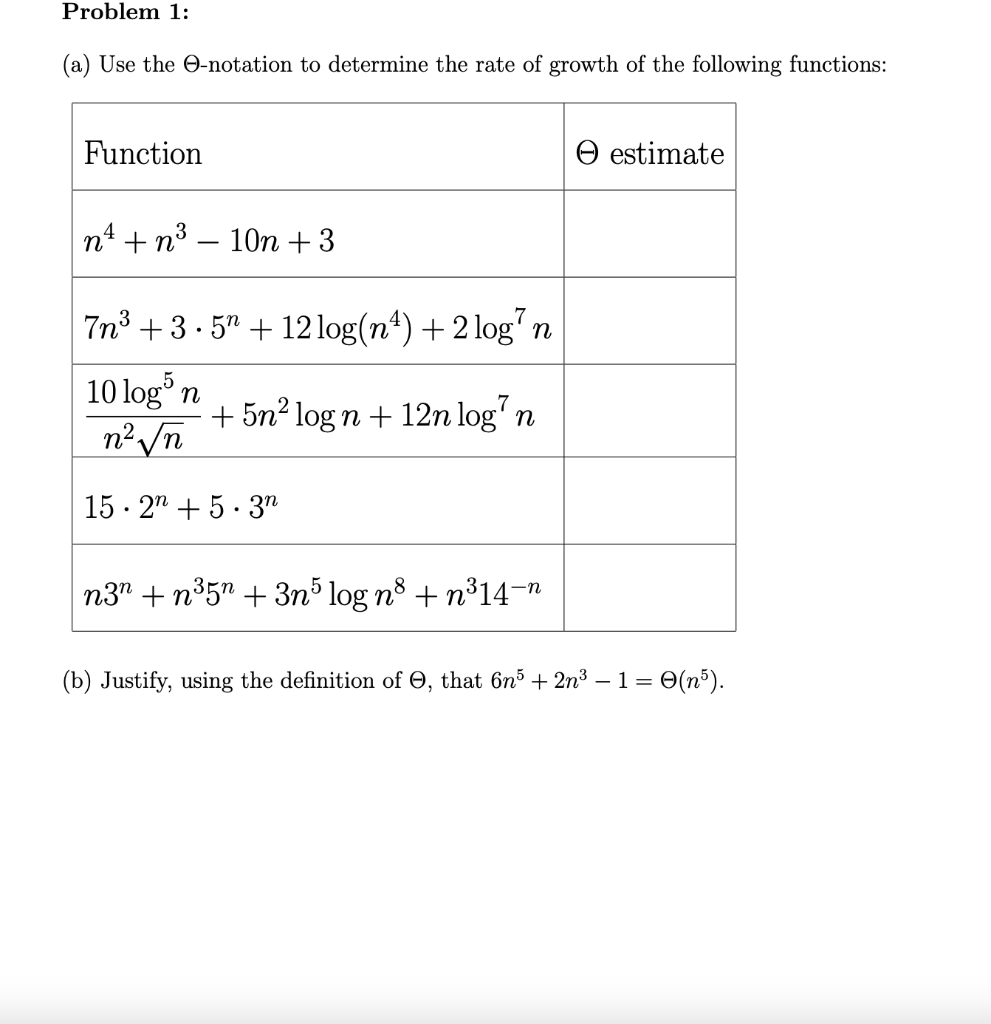 Solved Problem 1: (a) Use the O-notation to determine the | Chegg.com