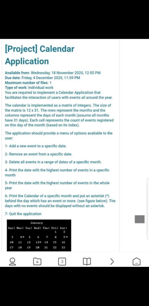 [Project] Calendar Application Available from: | Chegg.com