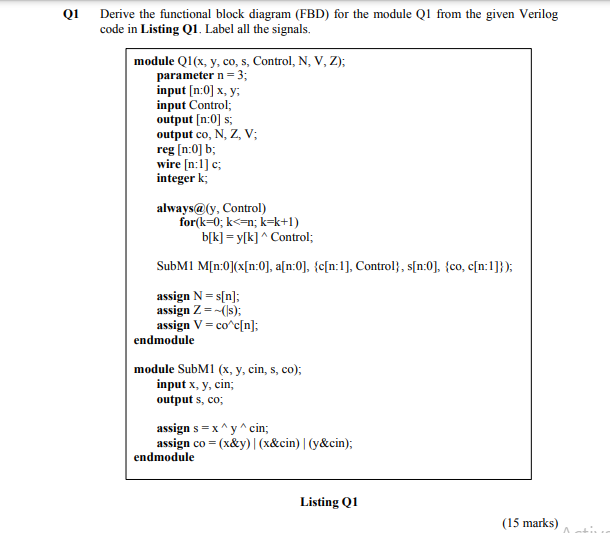 Solved Q1 Derive the functional block diagram (FBD) for the | Chegg.com