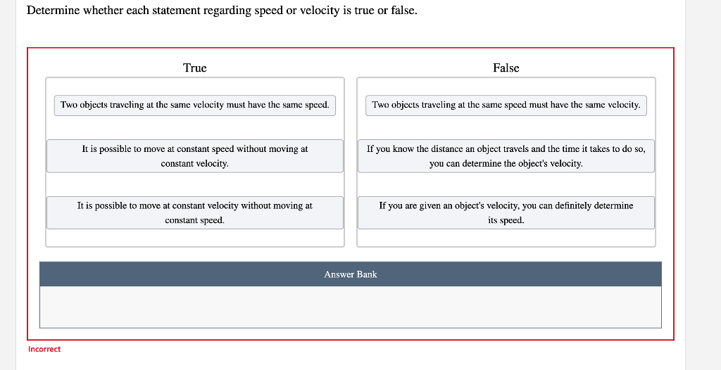 Solved Determine whether each statement regarding speed or | Chegg.com