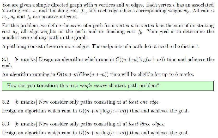 Solved You are given a simple directed graph with n vertices | Chegg.com