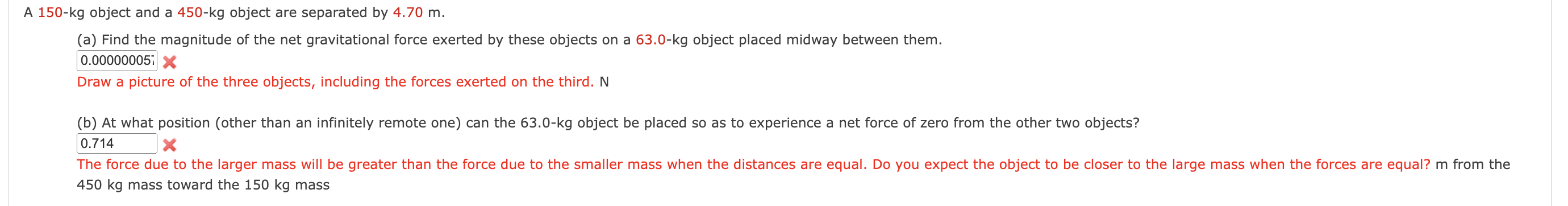 Solved A 150-kg ﻿object and a 450-kg ﻿object are separated | Chegg.com