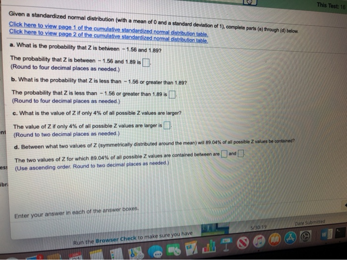 Solved This Test: 16 Given a standardized normal | Chegg.com