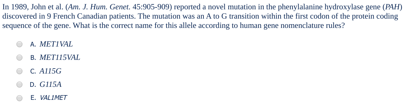 Solved In 1989, John et al. (Am. J. Hum. Genet. 45:905-909) | Chegg.com