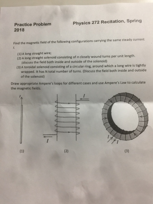 Solved Physics 272 Recitation, Spring Practice Problem 2018 | Chegg.com