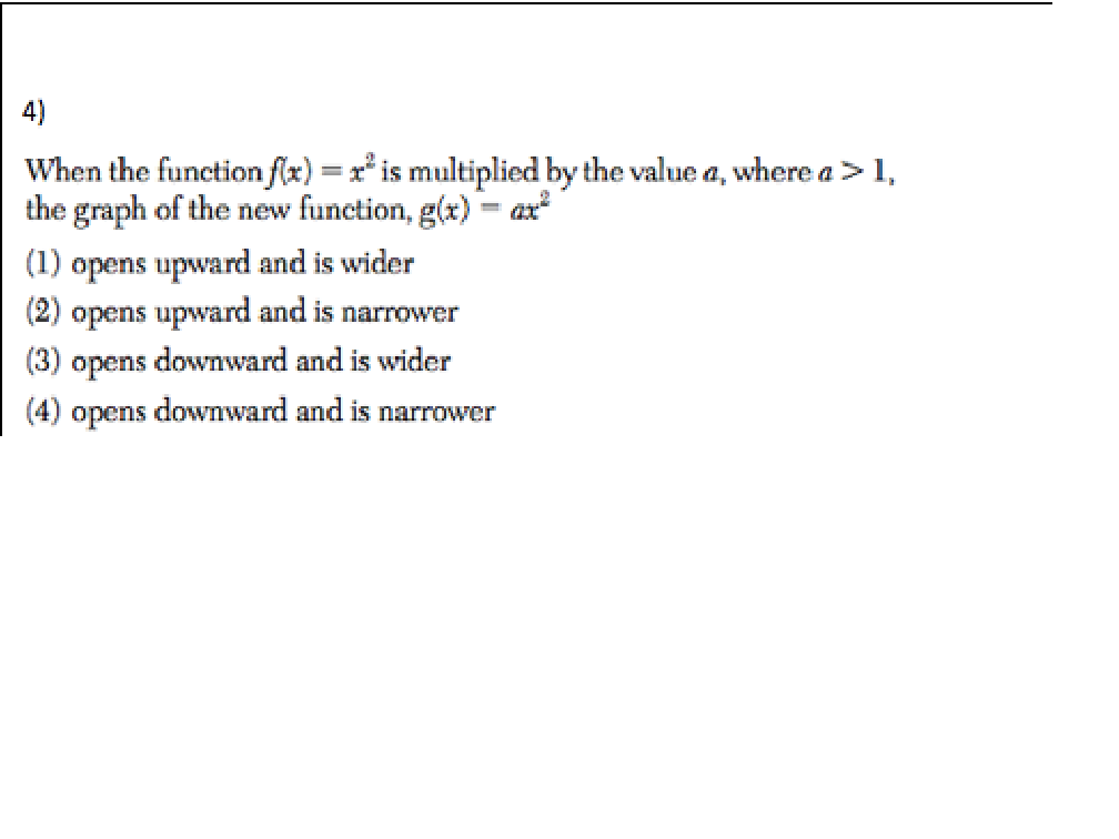 Solved 4) When the function is multiplied by the value a, | Chegg.com