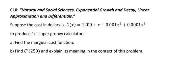 Solved C10: "Natural and Social Sciences, Exponential Growth | Chegg.com