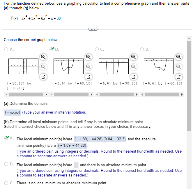 Solved For the function defined below, use a graphing | Chegg.com