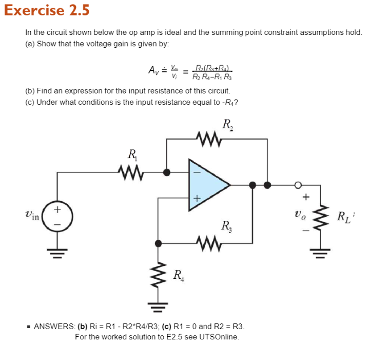 Solved Exercise 2.5 In the circuit shown below the op amp is | Chegg.com