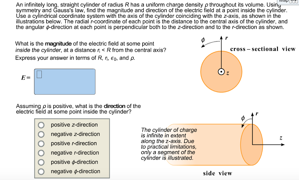 Solved An infinitely long, straight cylinder of radius R has | Chegg.com