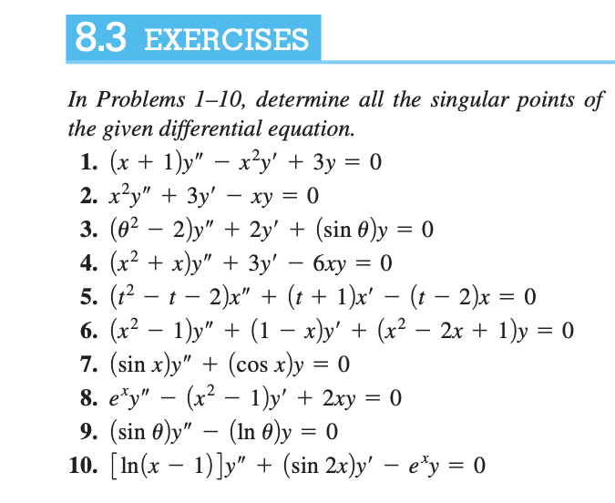 Solved In ﻿Problems 1-10, ﻿determine all the singular points | Chegg.com