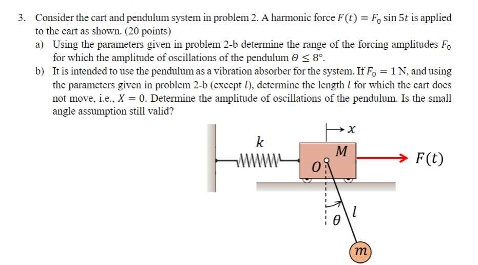 3. Consider the cart and pendulum system in problem | Chegg.com
