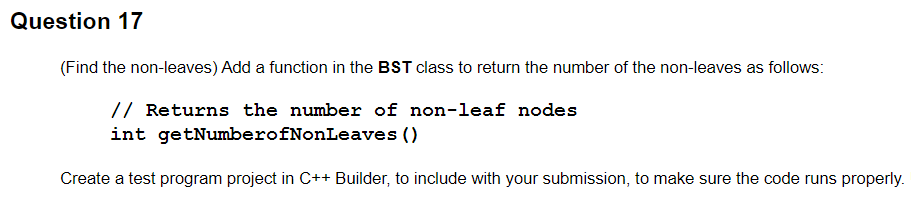 Solved (Find the non-leaves) Add a function in the BST class | Chegg.com