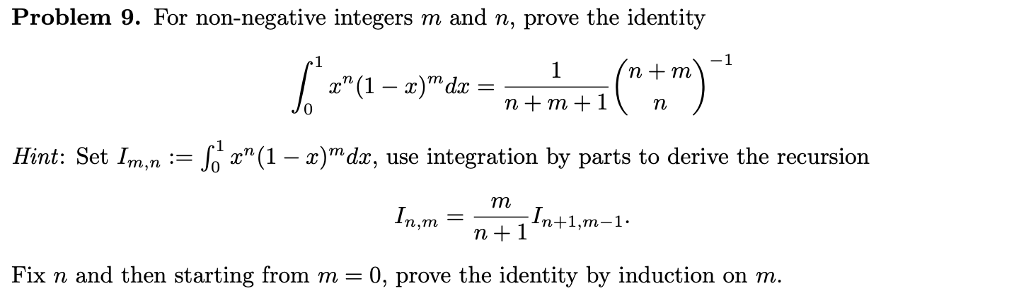 Solved Problem 9. For non-negative integers m and n, prove | Chegg.com