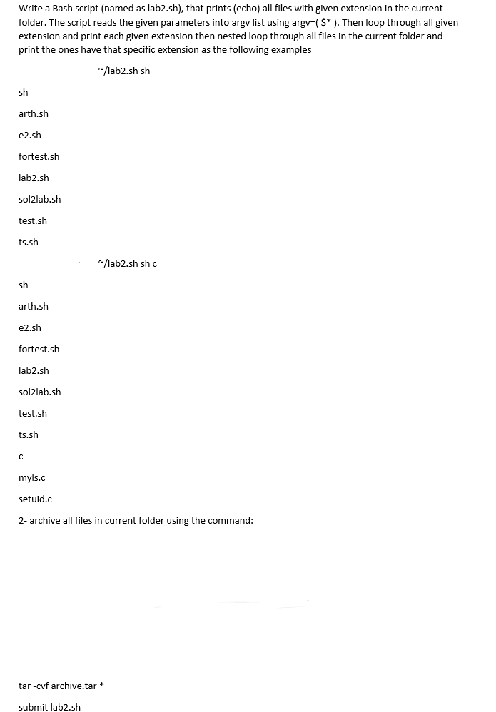 Solved Write a Bash script (named as lab2.sh), that prints | Chegg.com
