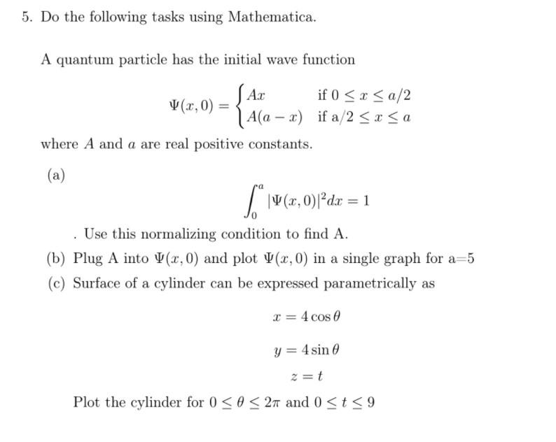 Solved 5. Do the following tasks using Mathematica. A | Chegg.com