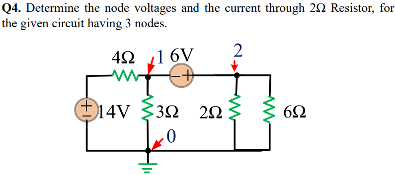Solved Q4. Determine the node voltages and the current | Chegg.com