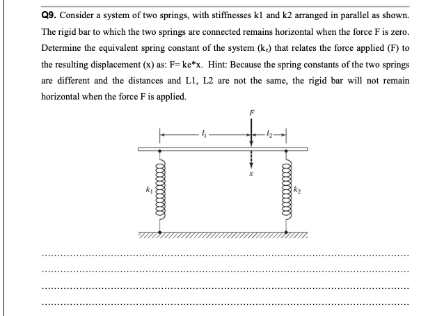Solved Q9. Consider a system of two springs, with | Chegg.com