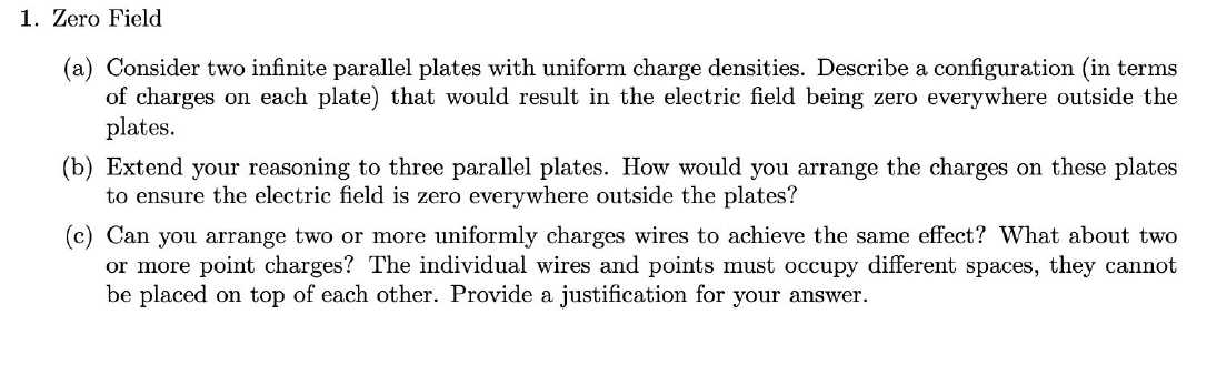 Solved 1. Zero Field (a) Consider two infinite parallel | Chegg.com