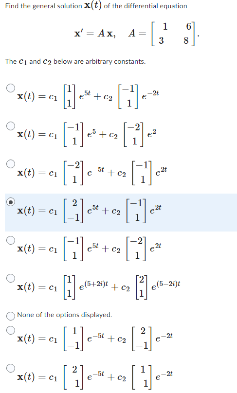 Solved Find the general solution X(t) of the differential | Chegg.com