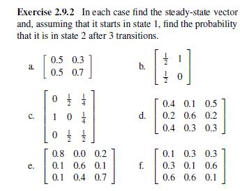 Solved In each case find the steady-state vector and, | Chegg.com
